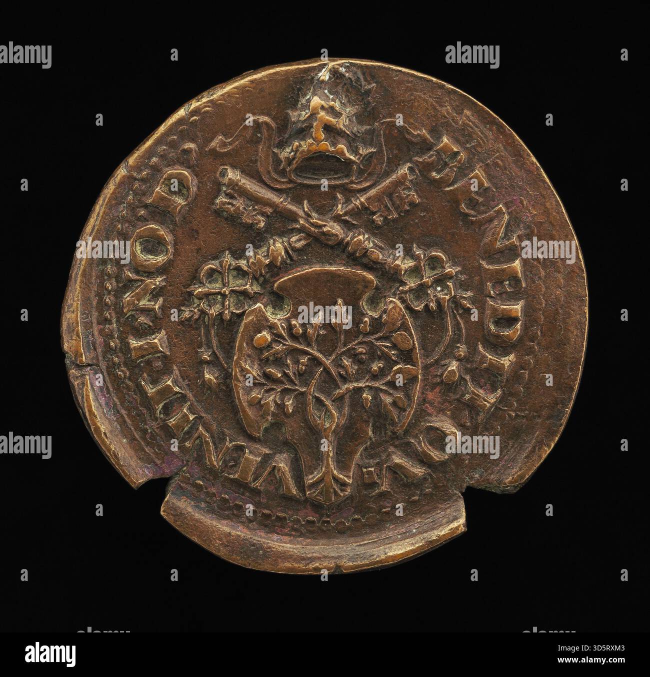A 1507 Roman 16th-century medal reverse featuring a shield bearing the ...