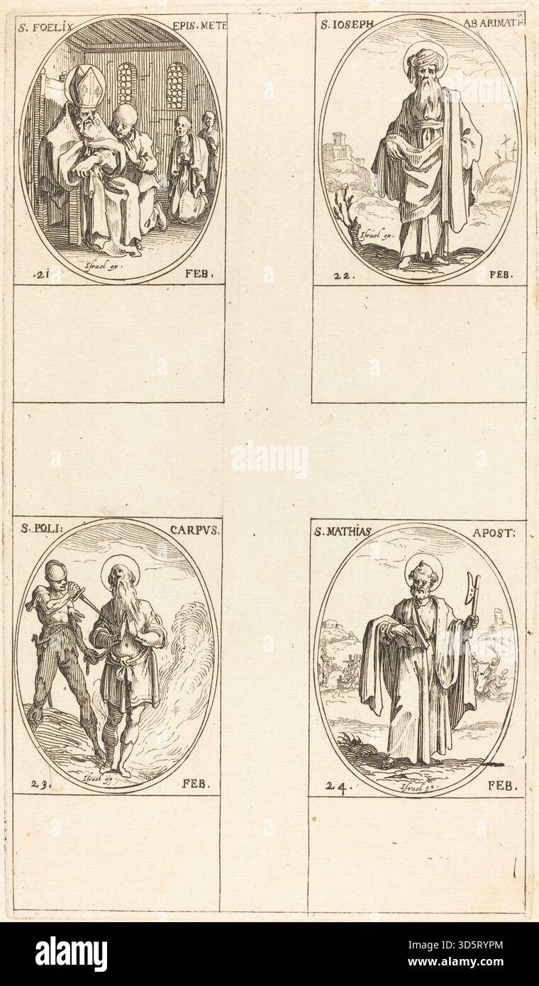 Etching by Jacques Callot illustrating St. Felix, St. Joseph of ...