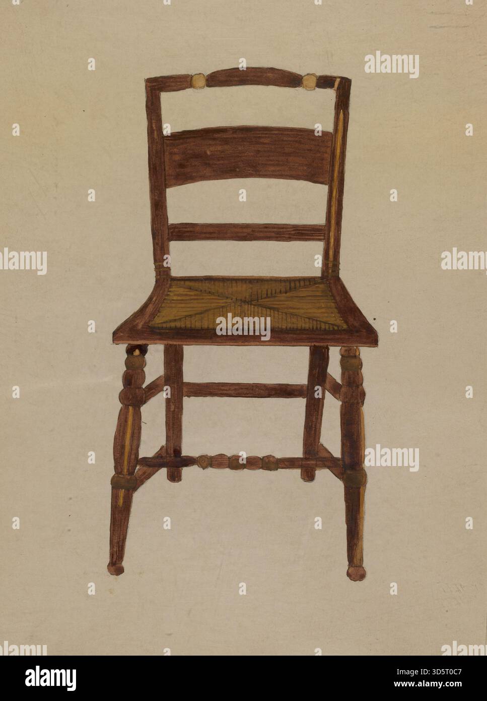 This artwork by Genevieve Sherlock depicts a chair created between 1935 ...