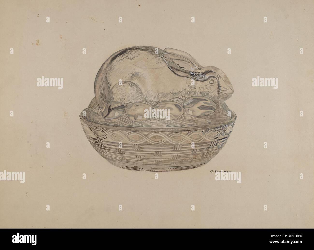 Covered rabbit dish by George Yanosko from 1935 to 1942, ceramic ...