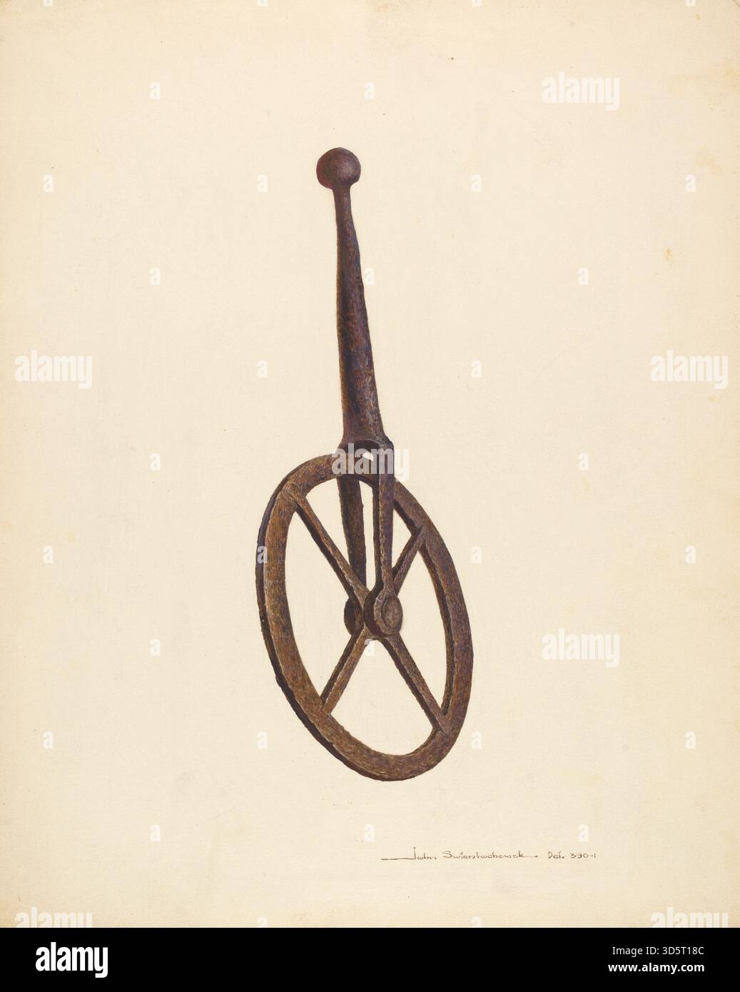 Swientochowski's circa 1939 depiction of a blacksmith's measuring wheel ...