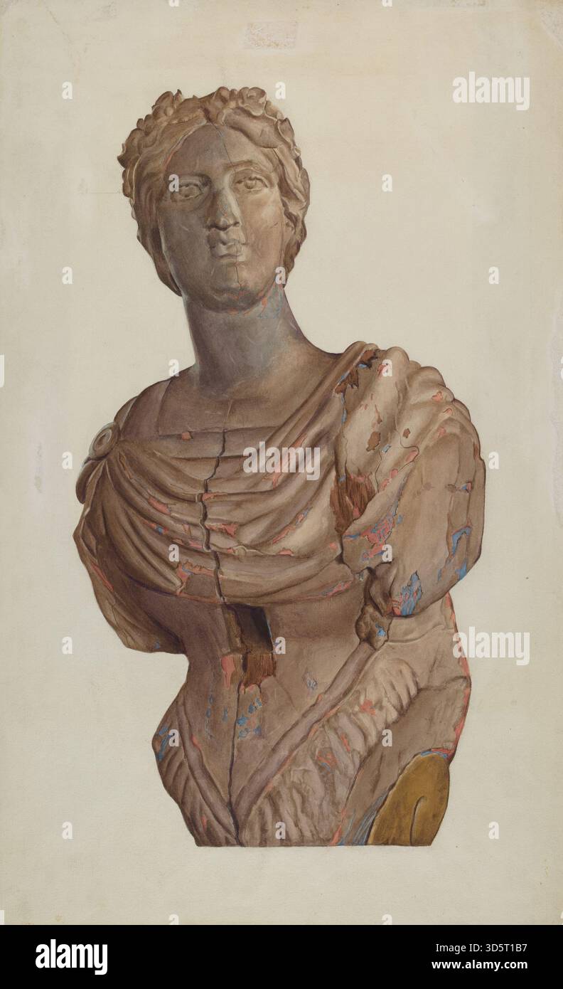The circa 1937 figurehead by Frances Cohen is a carved and painted ...