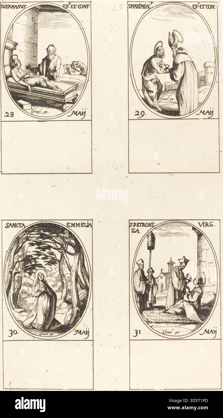 Etching by Jacques Callot depicting St. Germanus of Paris, St ...