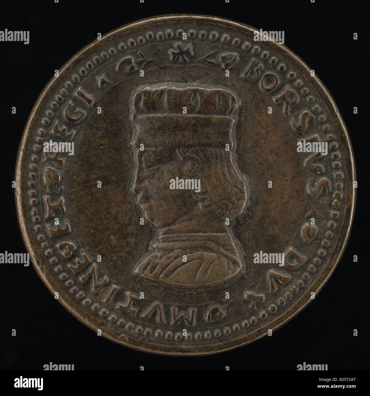 The circa 1475–1505 obverse depiction of Borso d'Este, Marquess of ...