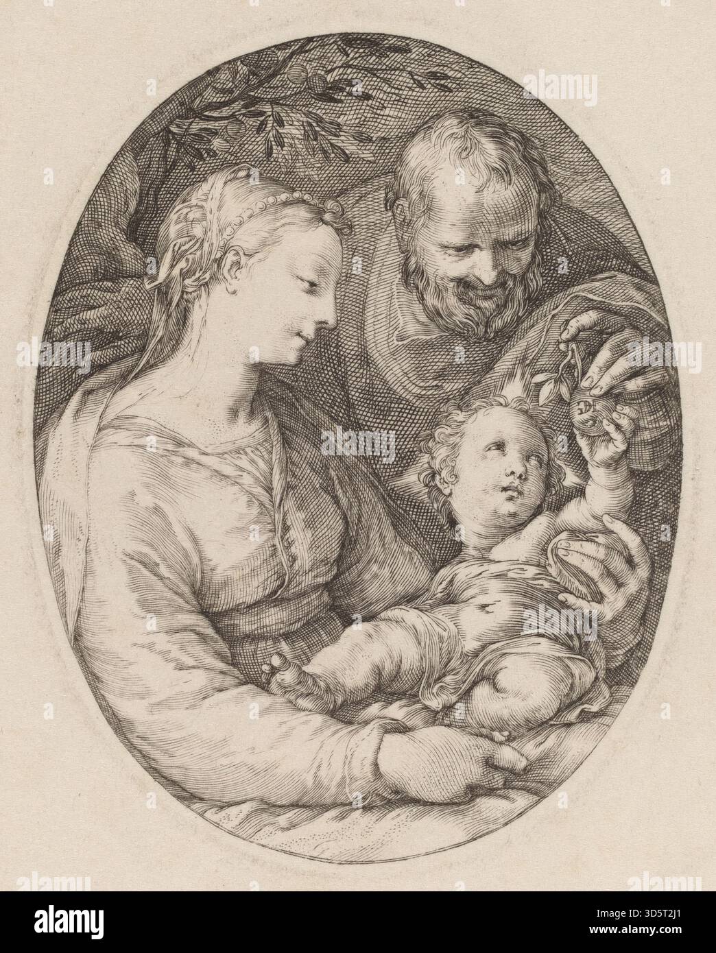 This circa 1583 engraving by Hendrik Goltzius depicts the Holy Family ...