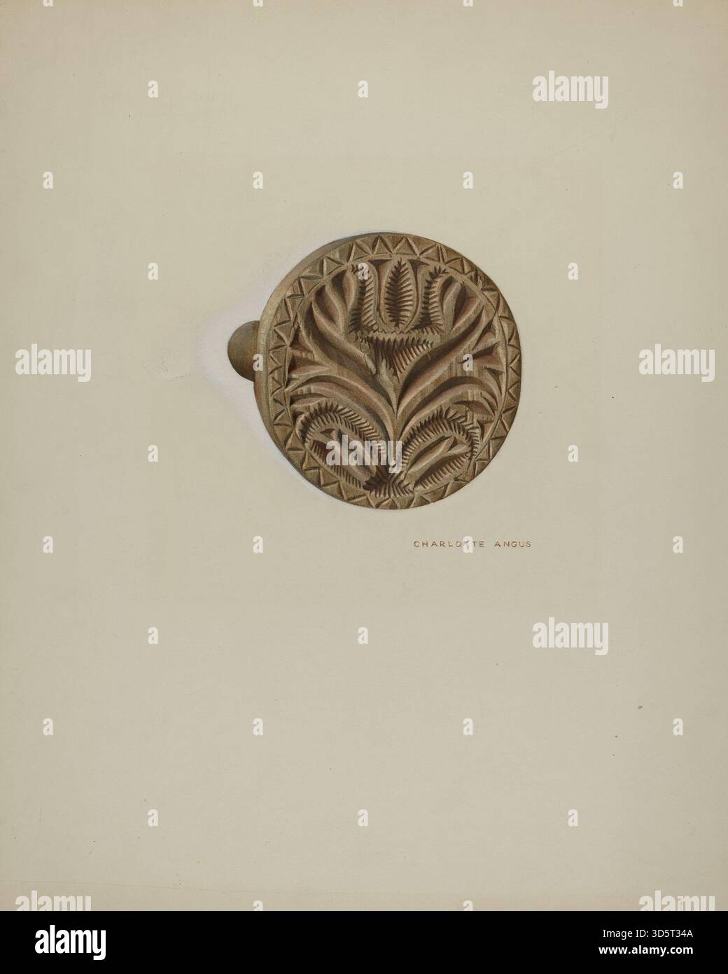This wooden butter mold by Charlotte Angus, Pennsylvania German, circa ...