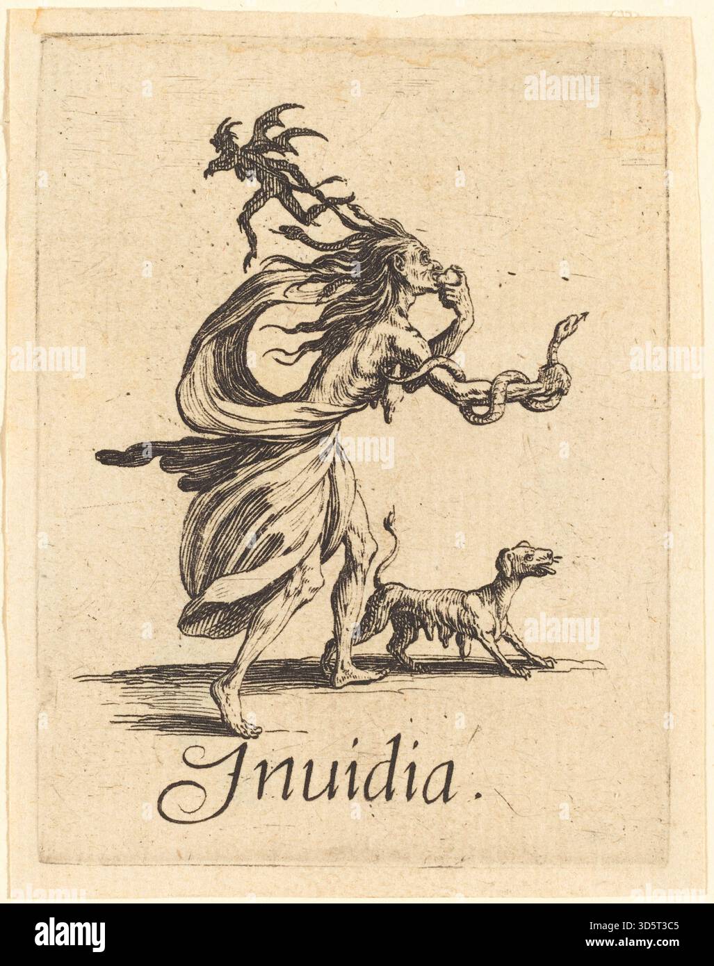 This print by Jacques Callot, probably after 1621, depicts Envy ...