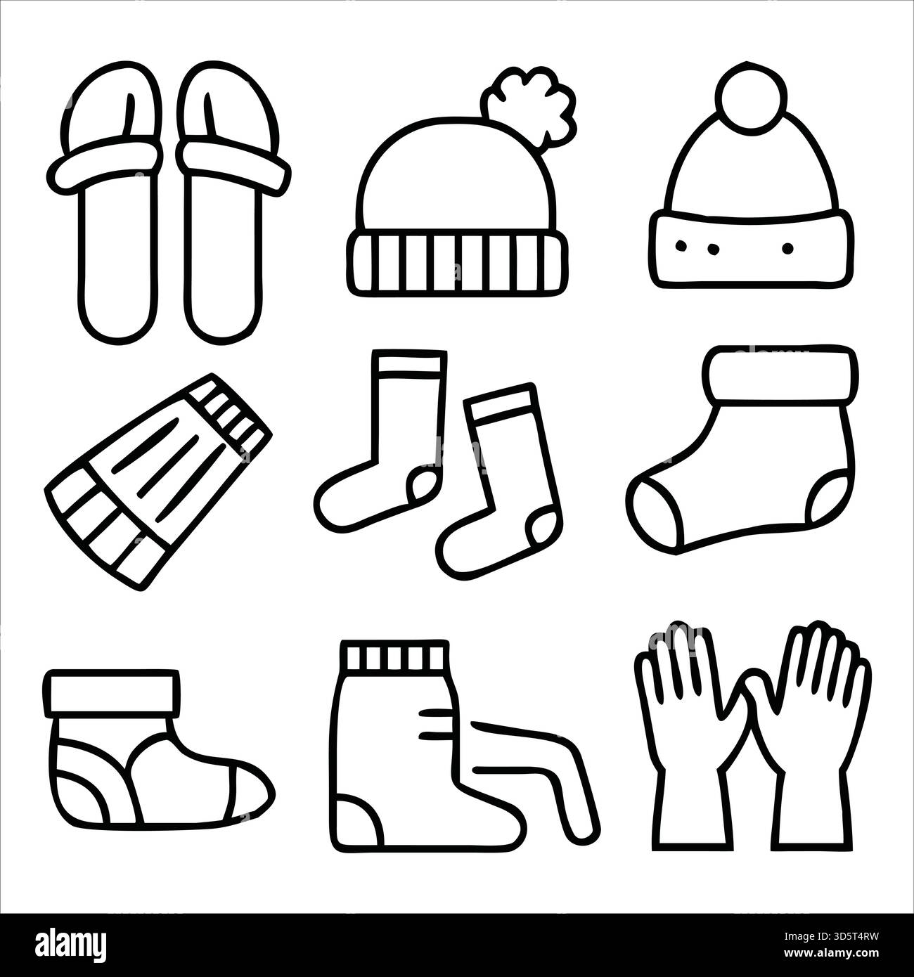 Winter hat icons set Black and White Stock Photos & Images - Alamy
