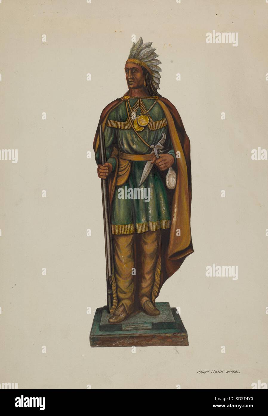 A carved Cigar Store Indian figure by Harry Mann Waddell around 1937 ...