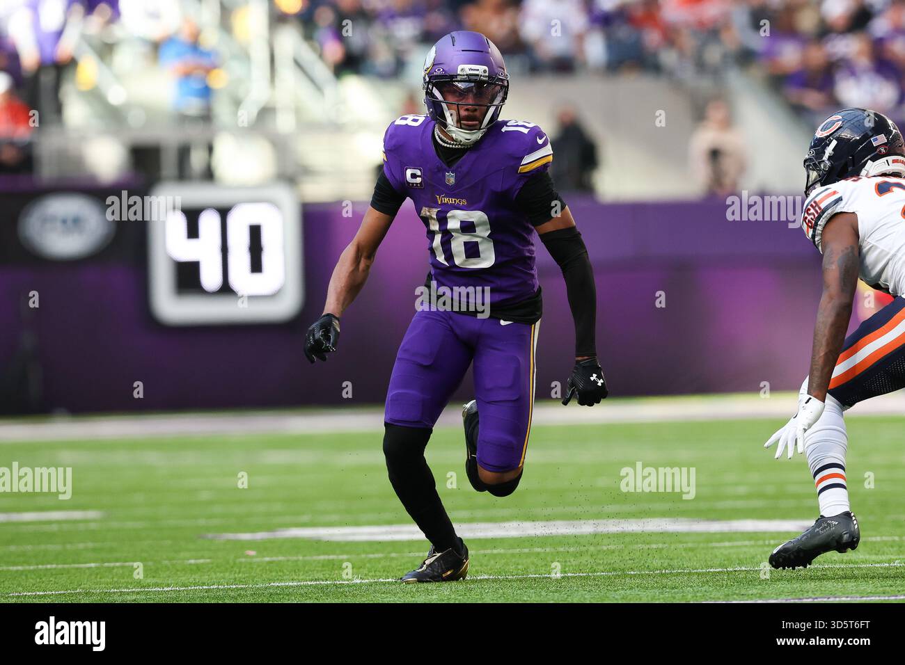 Minnesota Vikings wide receiver Justin Jefferson runs a route against ...