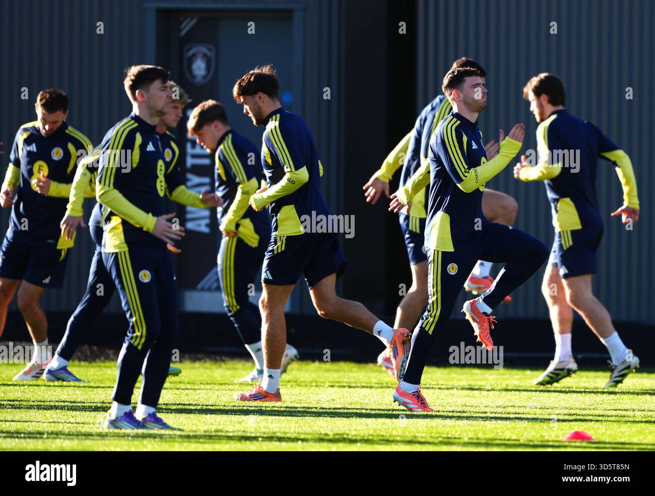 Scotland's Andy Robertson (right) and team-mates during a training ...
