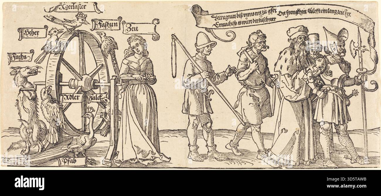 A probable 1526 engraving by Albrecht Dürer depicting the allegorical ...