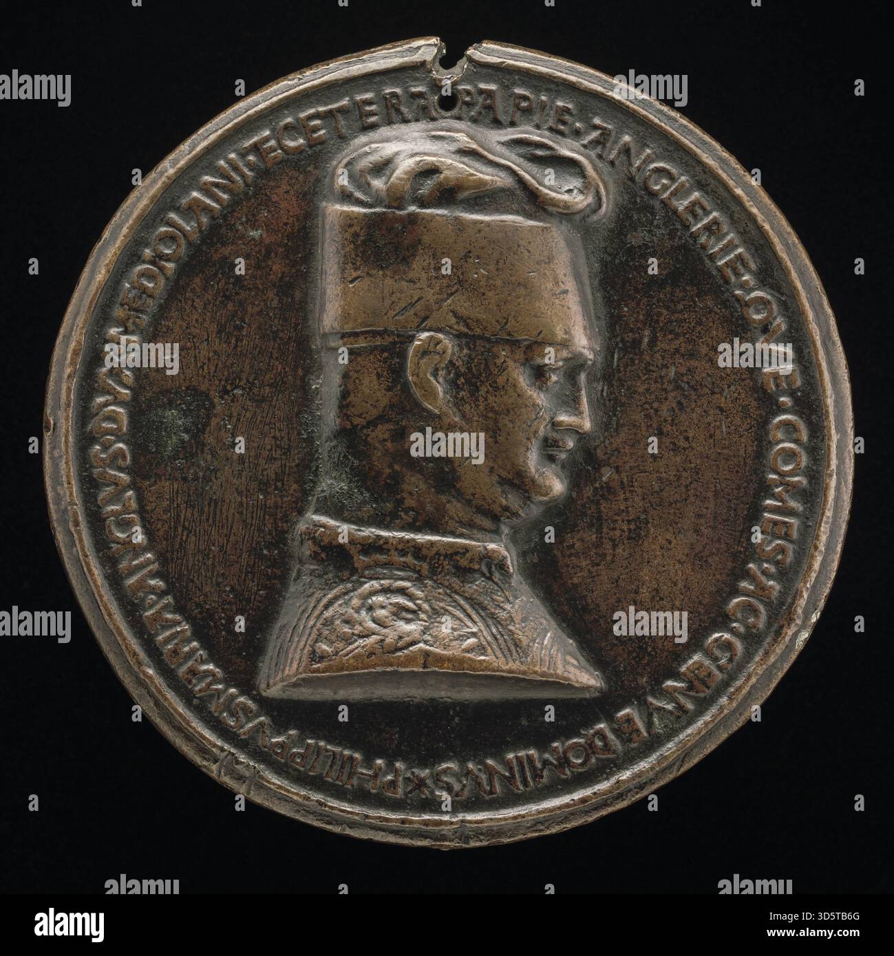 This c. 1441 obverse medal by Pisanello depicts Filippo Maria Visconti ...