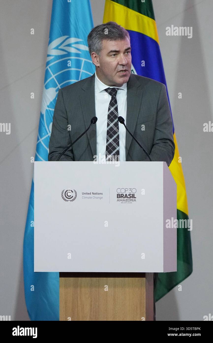 Lars Aagaard, minister for climate, energy and utilities of Denmark, speaks during a plenary ...