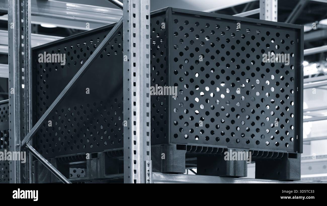 Modern distribution center warehouse with high-rise shelving and ...