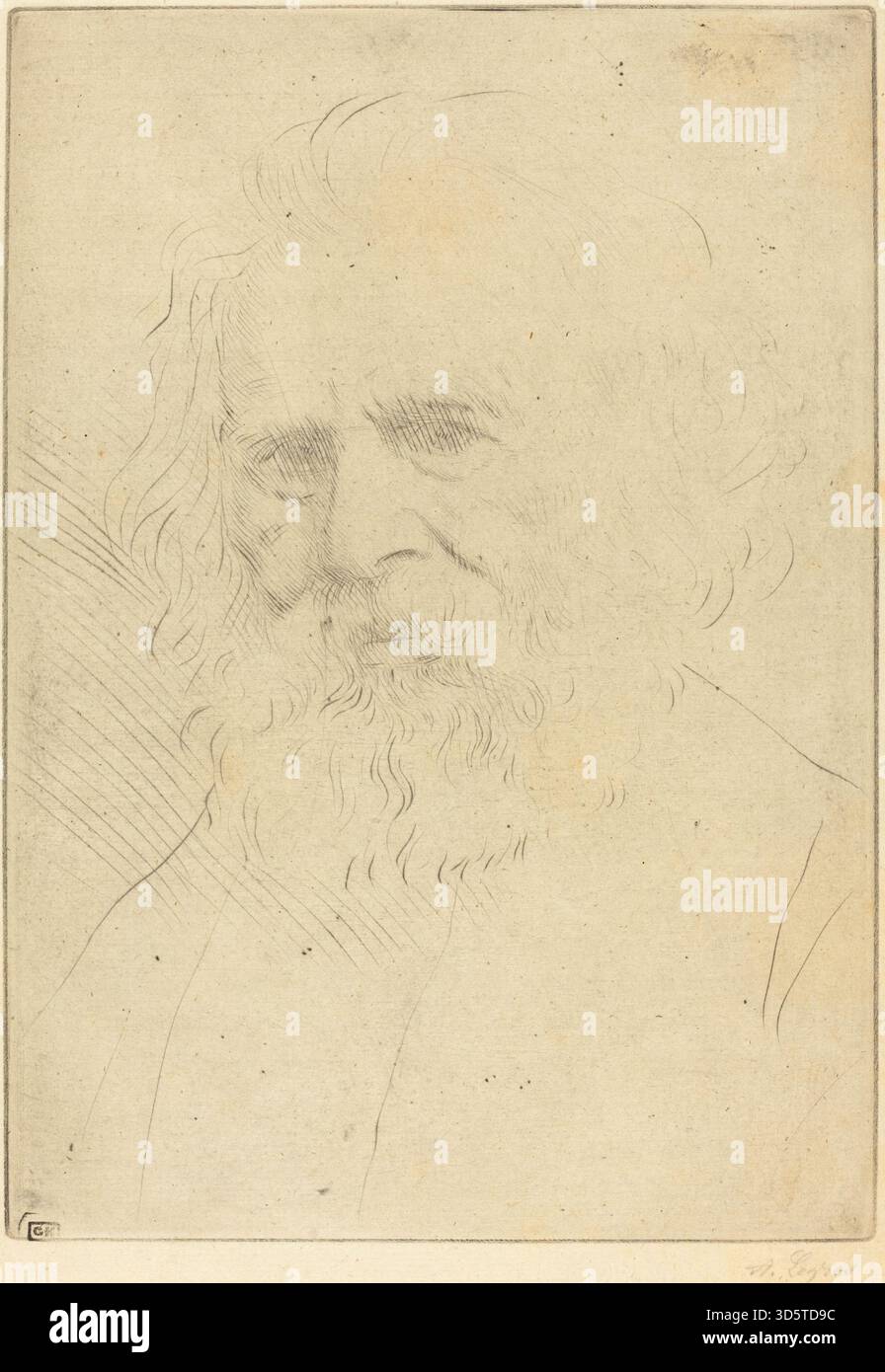 A duplicate etching of W.H. Longfellow by Alphonse Legros showing the ...