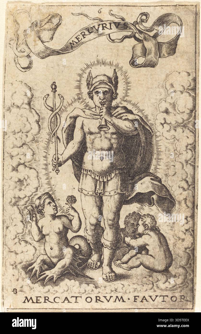 Sebald Beham's portrayal of Mercury features the god in motion, with ...