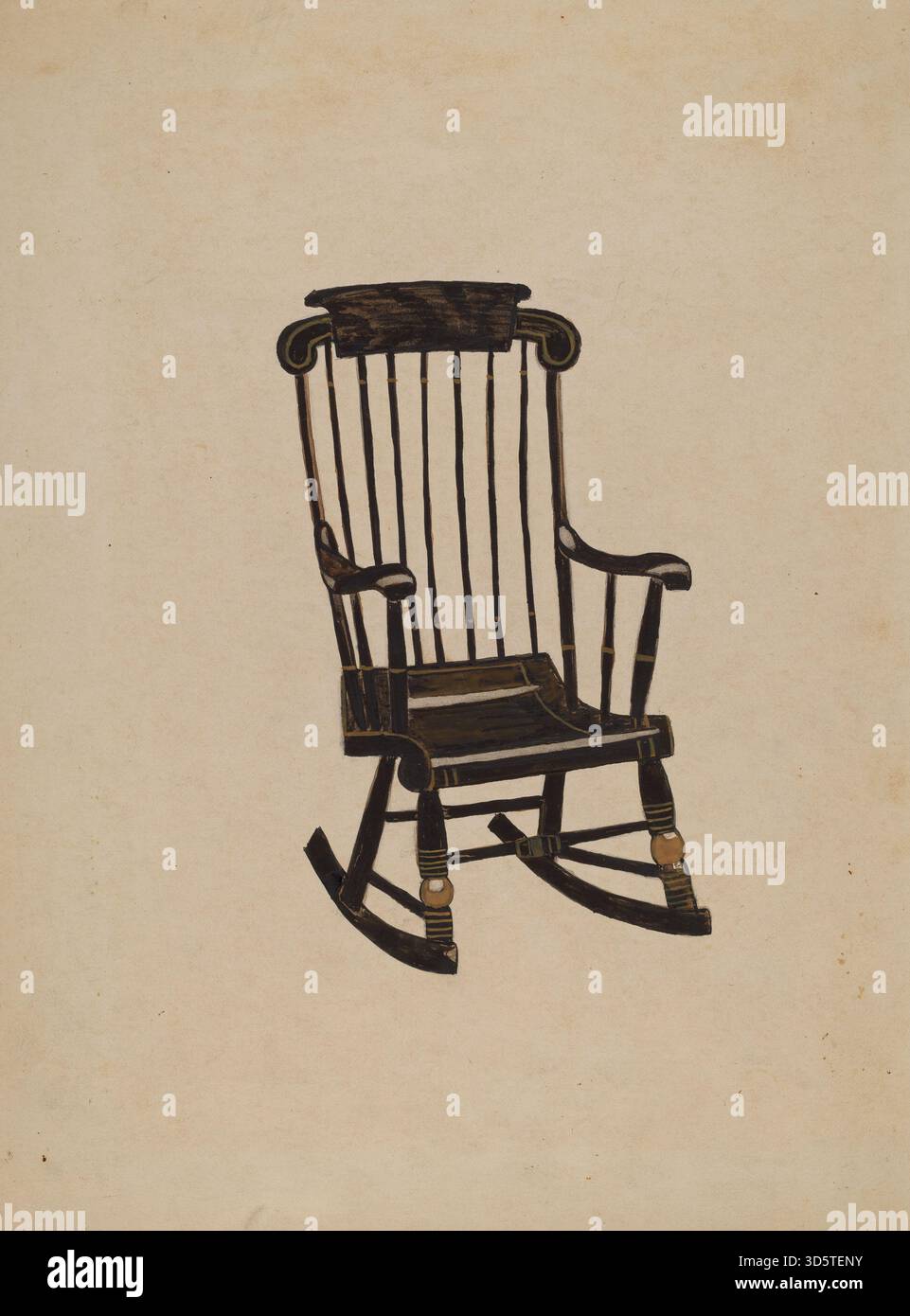 This artwork by Genevieve Sherlock depicts a Boston rocker chair from ...