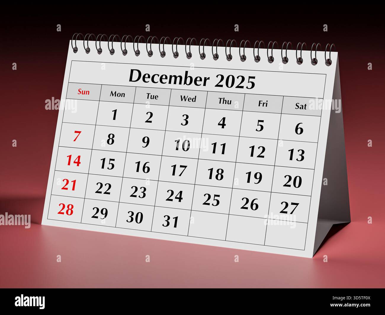 December 2025 calendar one hi-res stock photography and images - Alamy