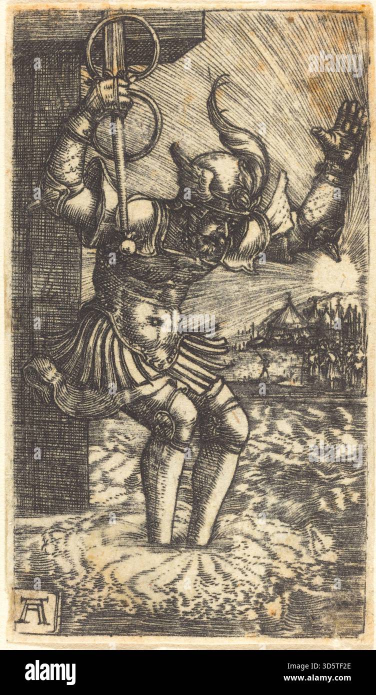 This print by Altdorfer depicts Horatio Cocles leaping into the River ...
