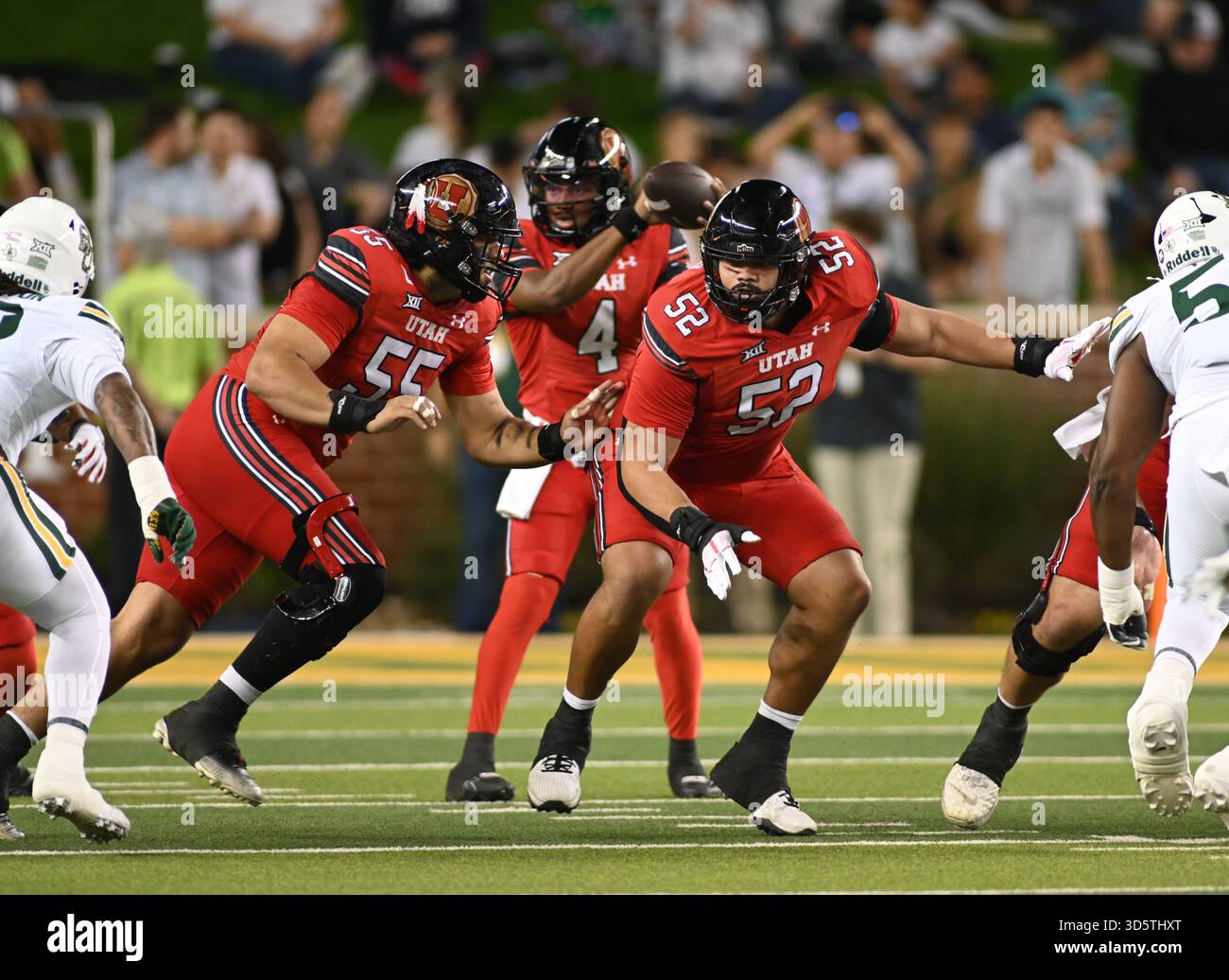 WACO, TX - November 15: Utah Utes lineman Spencer Fano (55) and Michael ...