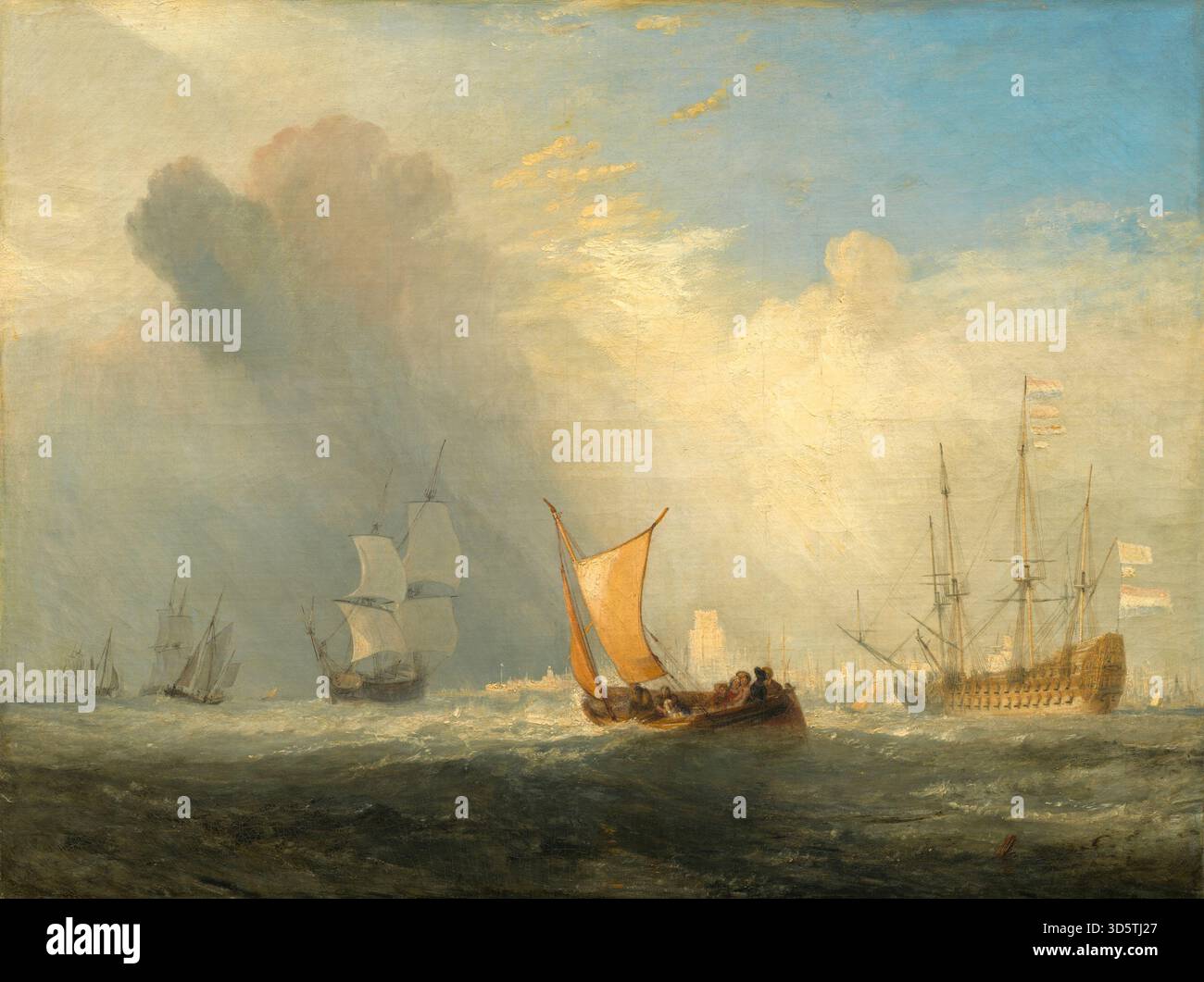 An 1833 oil painting by J.M.W. Turner depicting the Rotterdam ferry ...