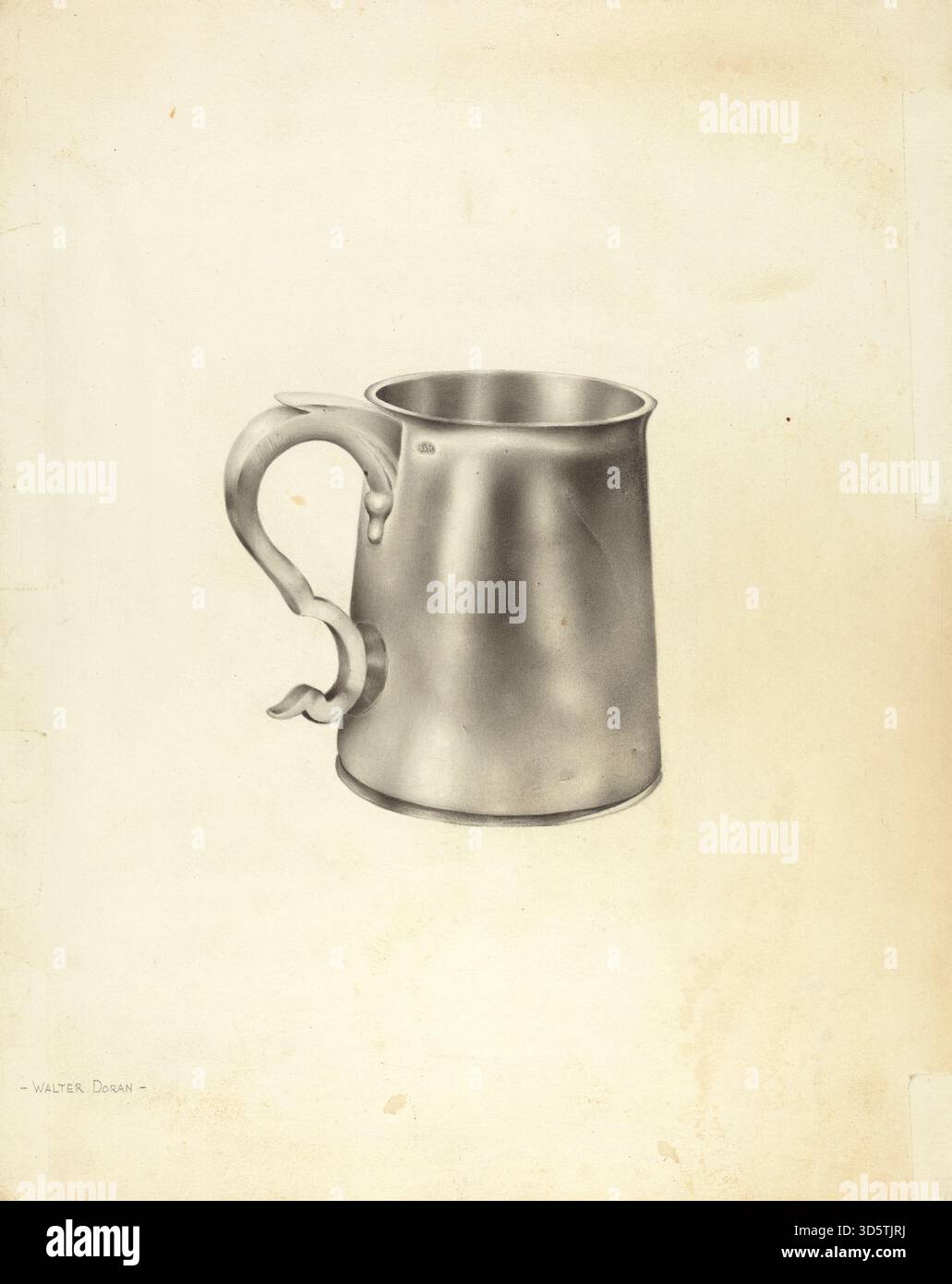 This c. 1938 silver mug by Walter Doran is a metal drinking vessel with ...