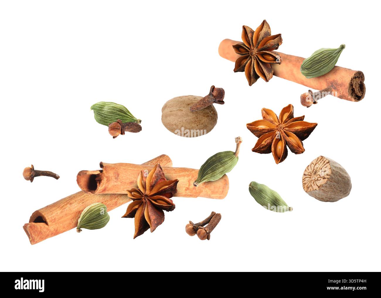 Different spices for Christmas drinks and dishes. Anise, cardamom ...