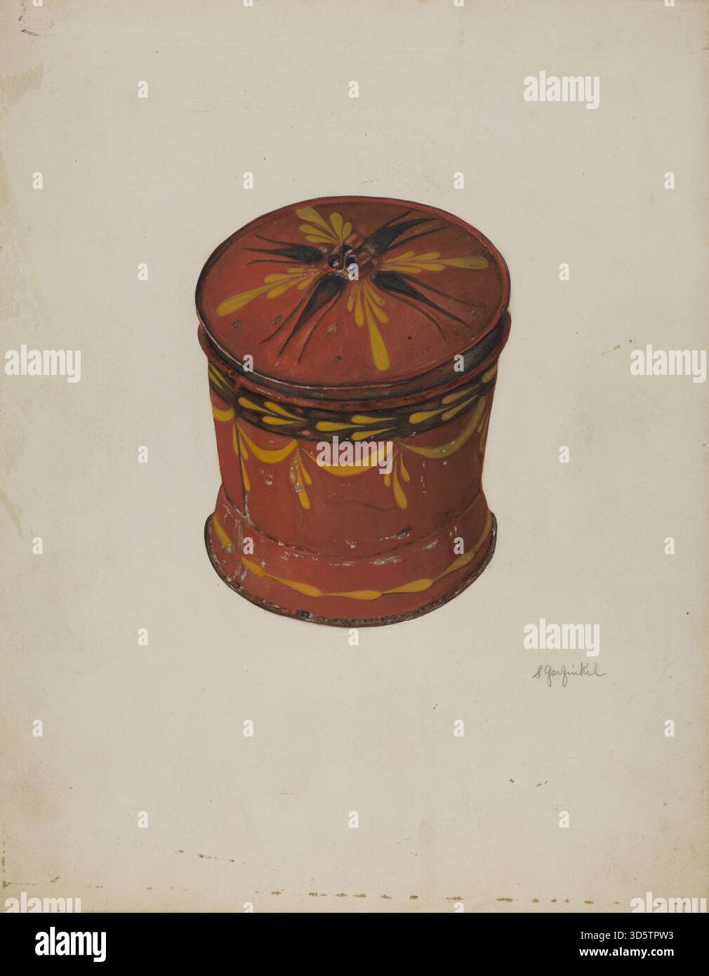 A toleware sugar bowl by Sara Garfinkel, circa 1940, showing painted ...