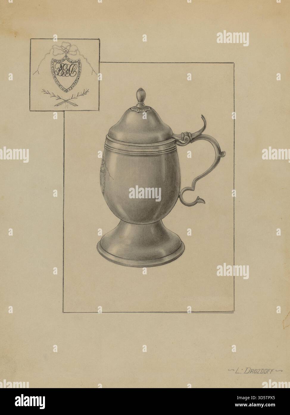 A silver mug by Leo Drozdoff, circa 1939, featuring a polished ...