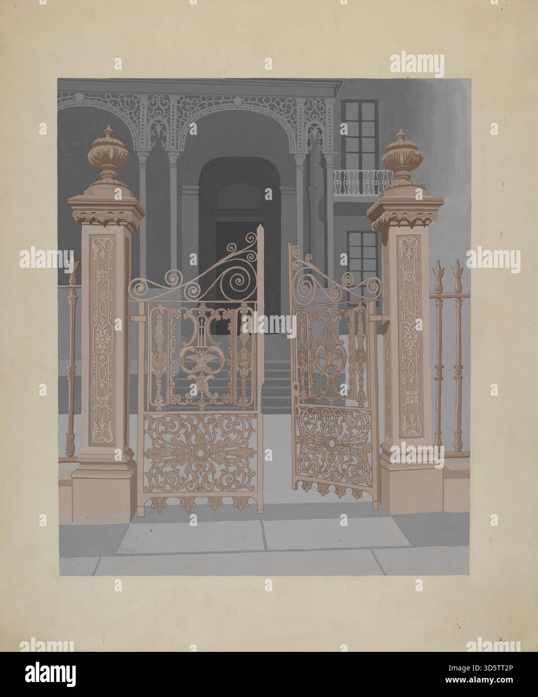 This cast iron gate designed by Joseph L. Boyd circa 1936 features ...