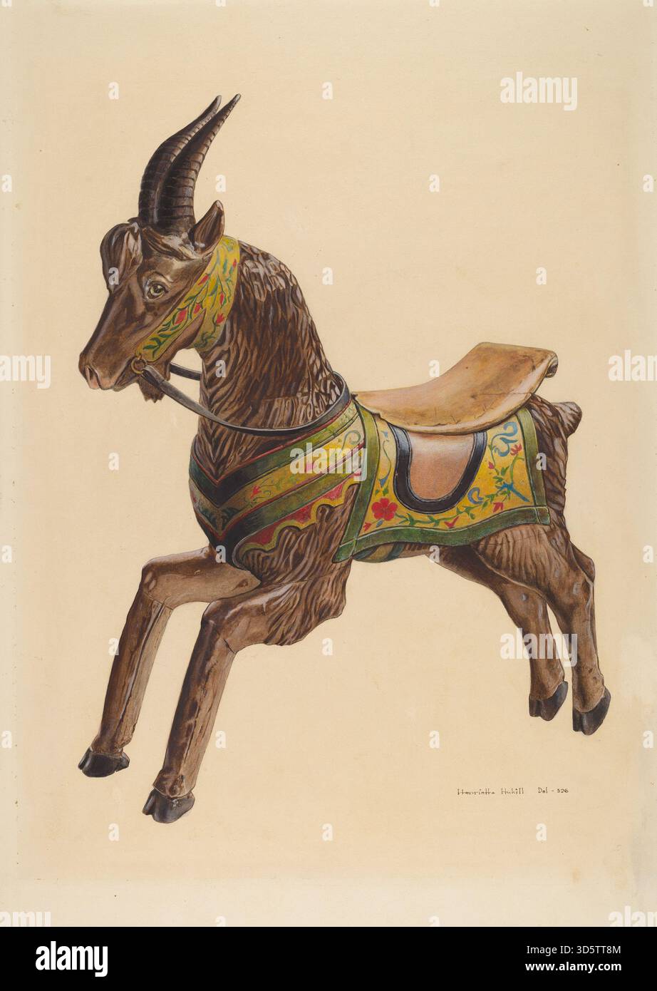 Hobby Goat, circa 1939 by Henrietta S Hukill is a small wooden model of ...