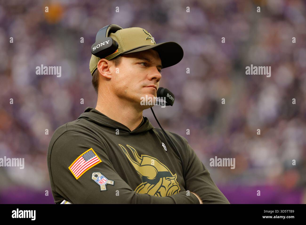 Minnesota Vikings head coach Kevin O'Connell watches from the sideline ...