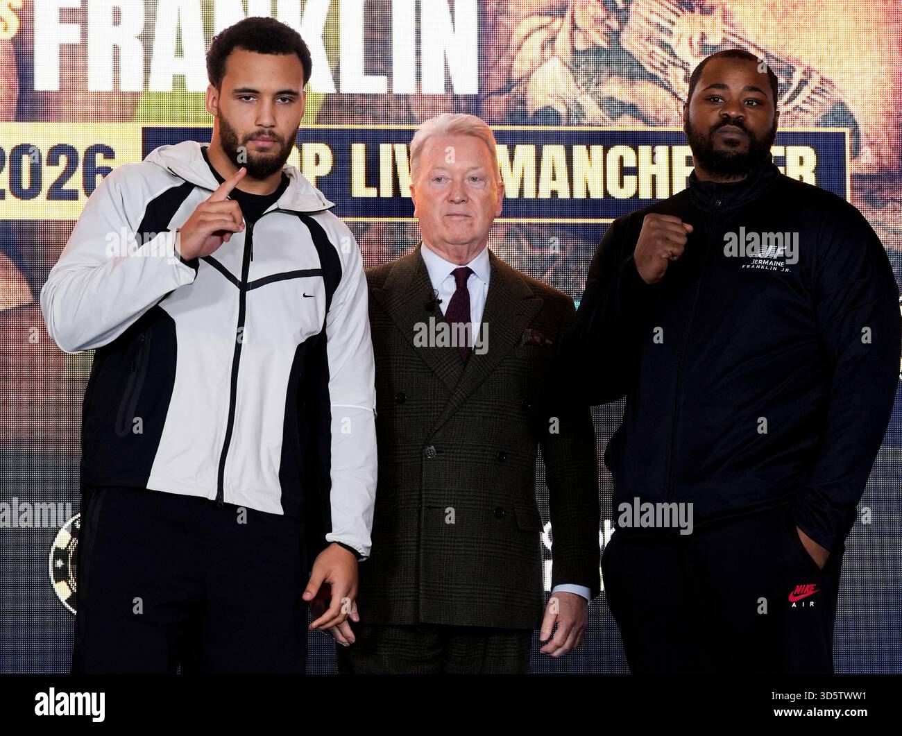 Moses Itauma (left) and Jermaine Franklin Jr (right) with promoter ...