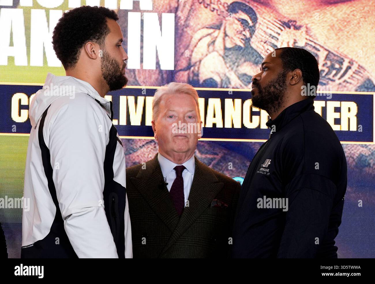 Moses Itauma (left) and Jermaine Franklin Jr (right) with promoter ...