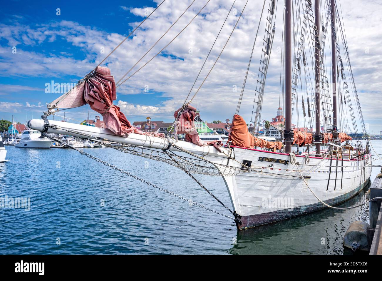 three masted sailboat dock in rainbow harbor,long beach Stock Photo - Alamy