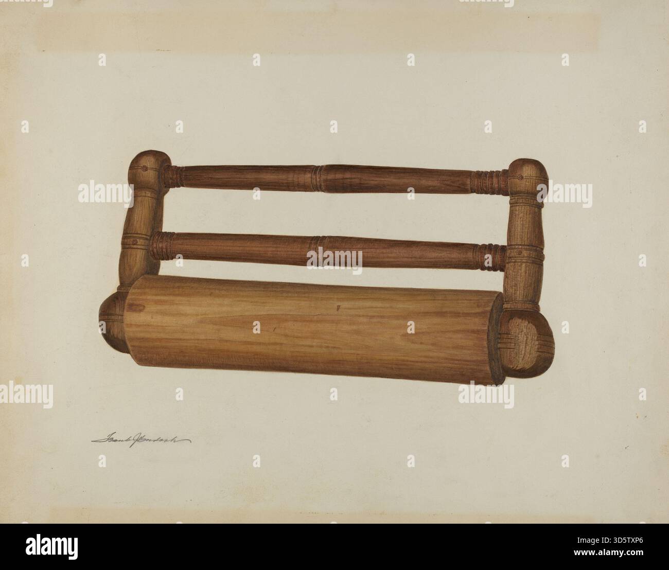 A Pennsylvania German rolling pin made by Frank Budash circa 1941 ...