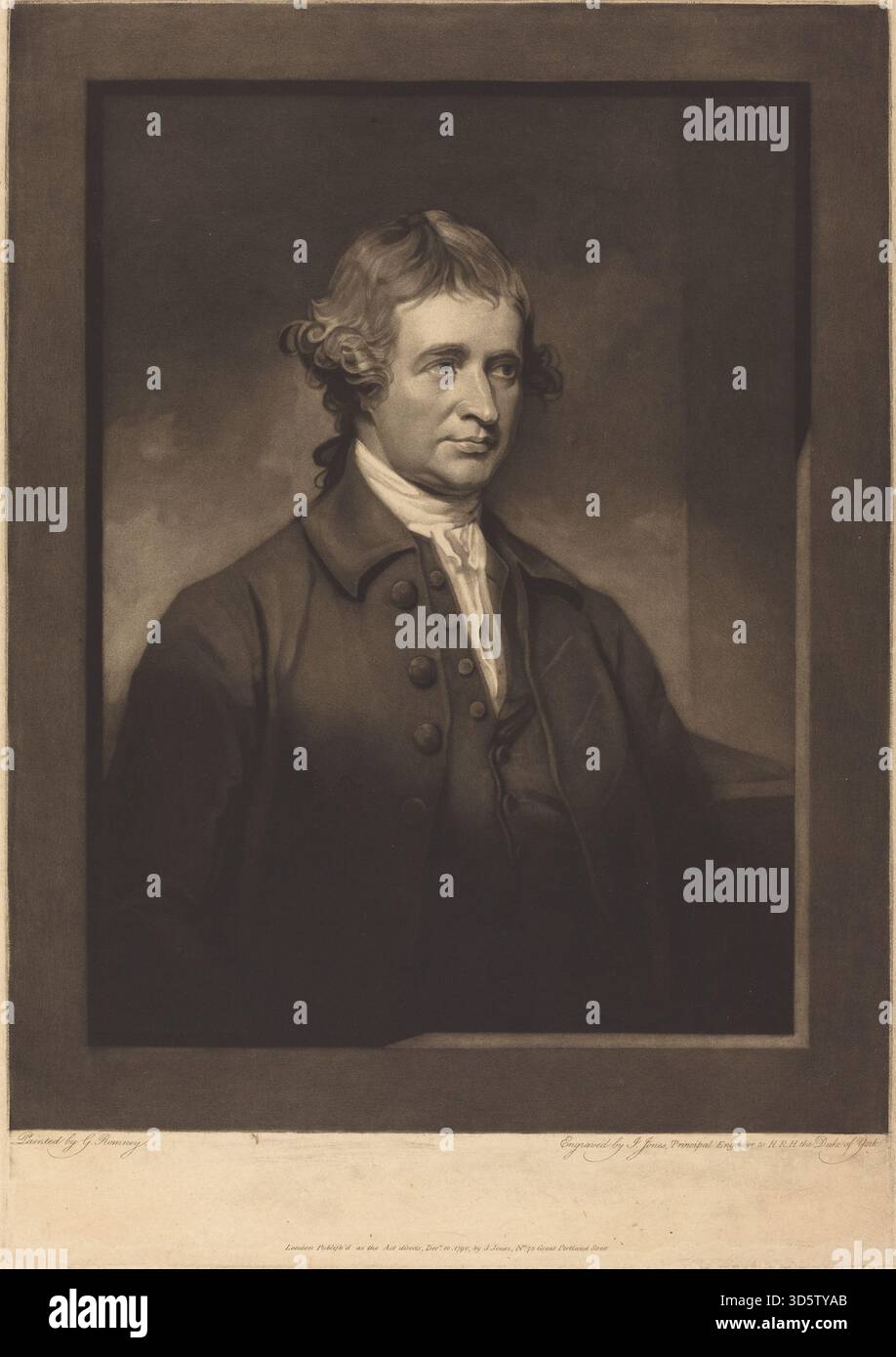 An engraved portrait of Edmund Burke after George Romney, published in ...