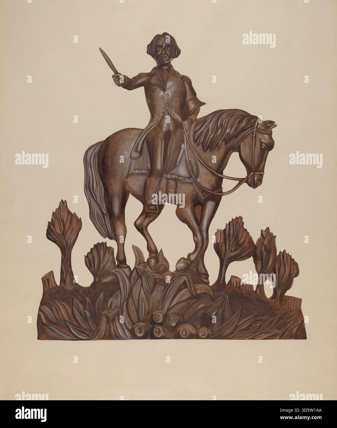 Craft by Wilbur M. Rice depicting George Washington on horseback from ...