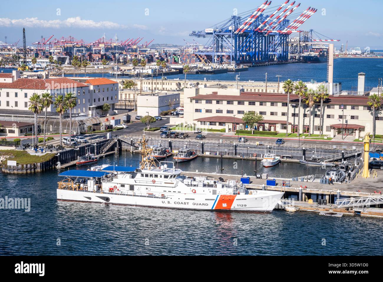 Port of Los Angeles U.S coast guard docks and administration building ...