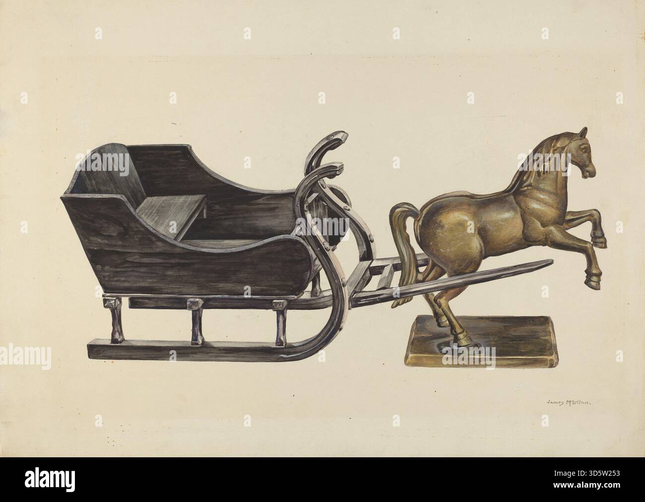 Sculpture by James McLellan from around 1937 depicting a toy sleigh ...