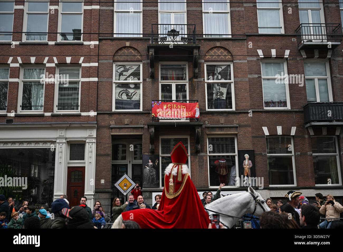 The arrival of Sinterklaas drew large crowds across central Amsterdam ...