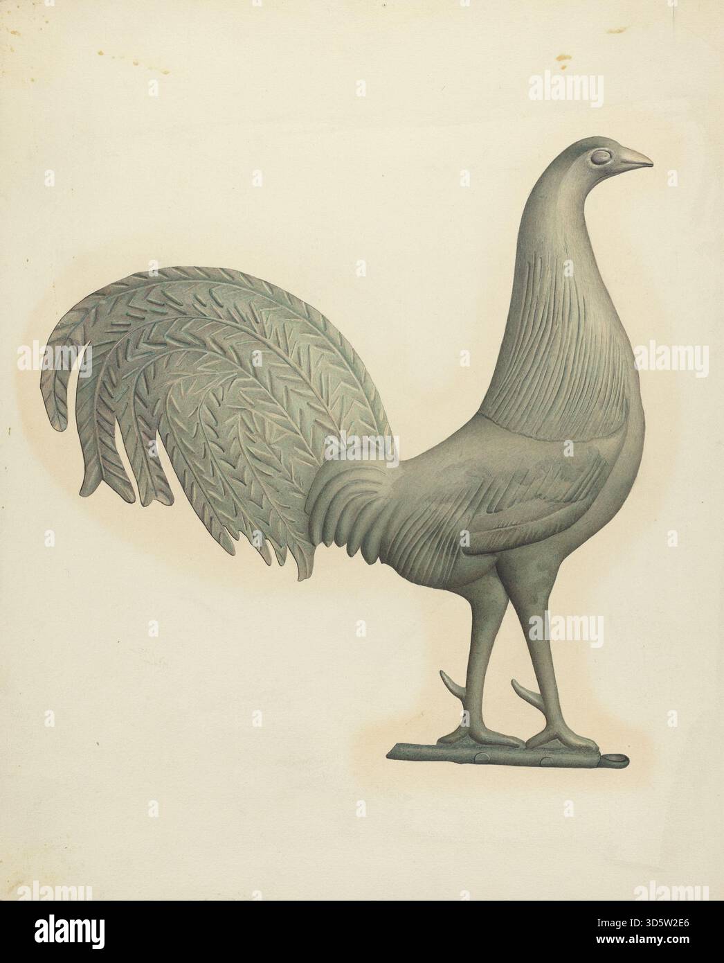 This circa 1945 work by Robert Pohle depicts a rooster weather vane ...