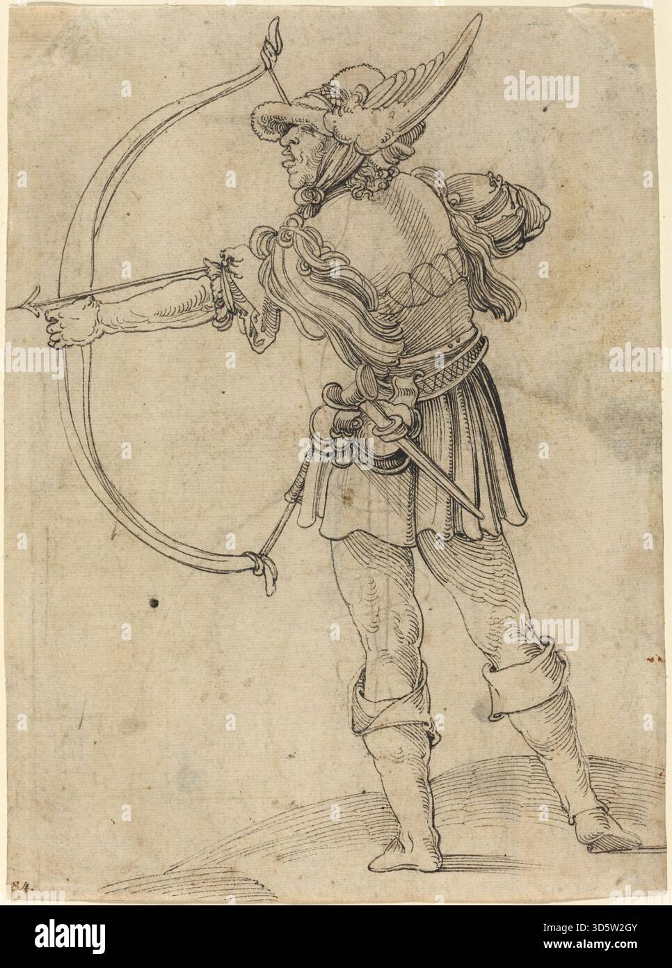 This artwork by Hans Leonard Schäufelein, circa 1510, depicts an archer ...