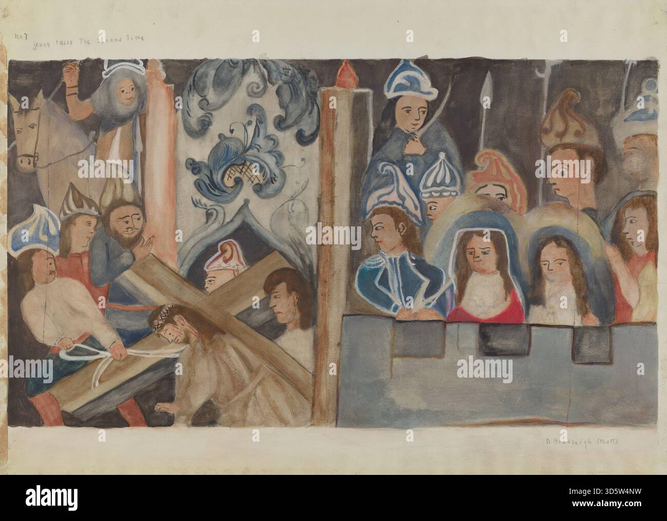 Print by Beulah Bradleigh around 1936 showing Station of the Cross No ...