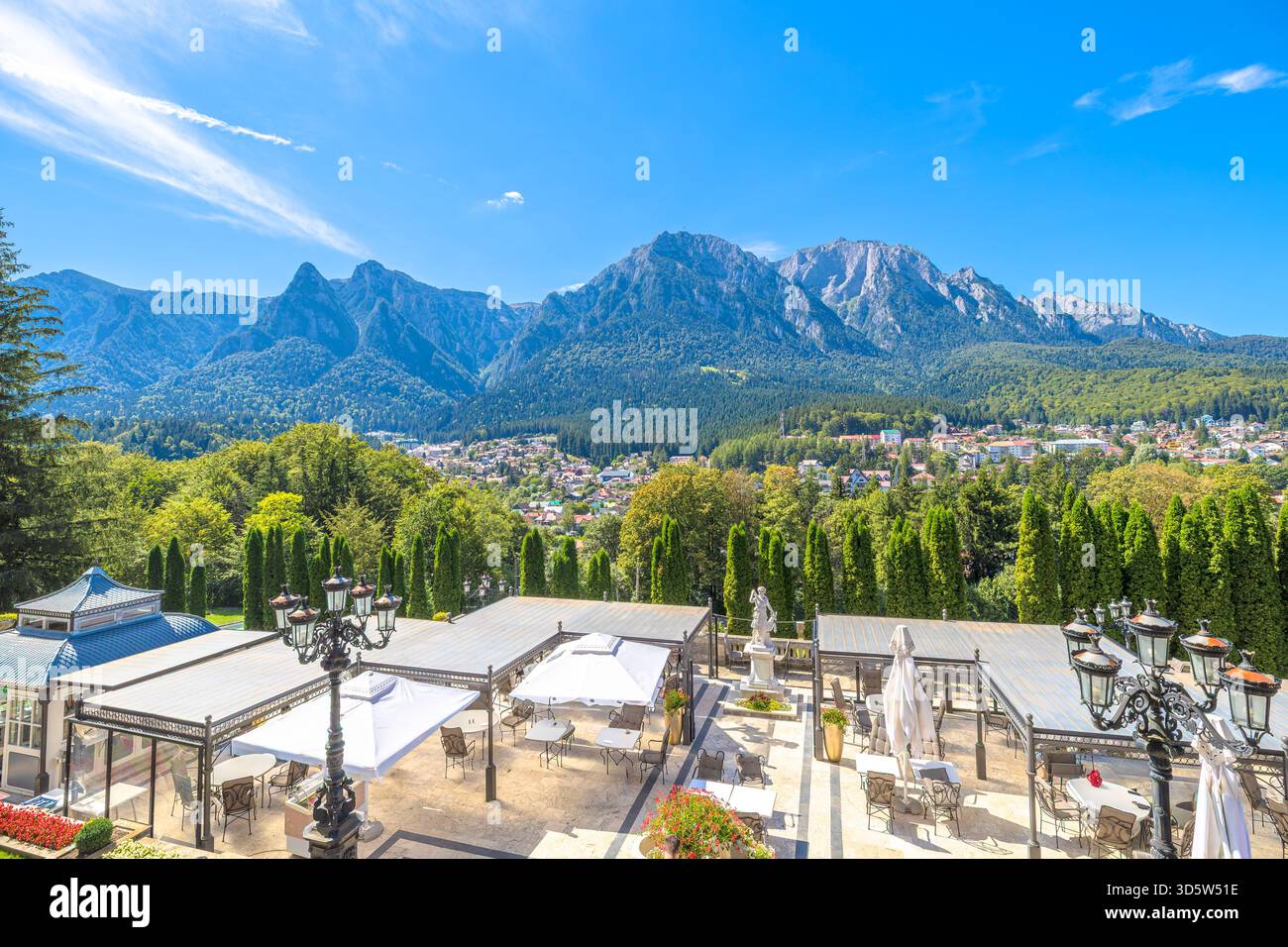 Cantacuzino Castle terrace restaurant offering an expansive panoramic ...