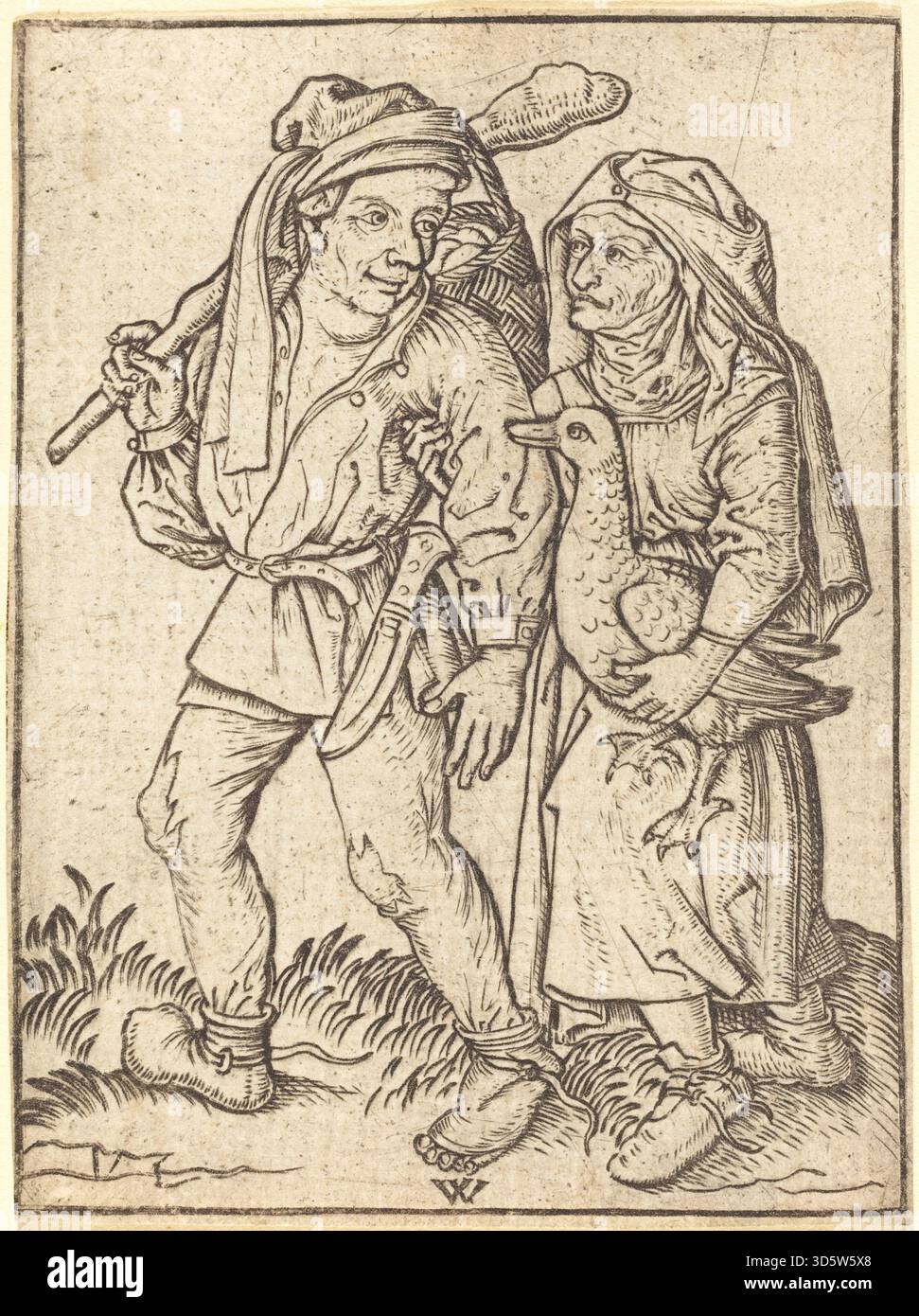 A late 15th-century artwork depicting a farmer and his wife tending to ...