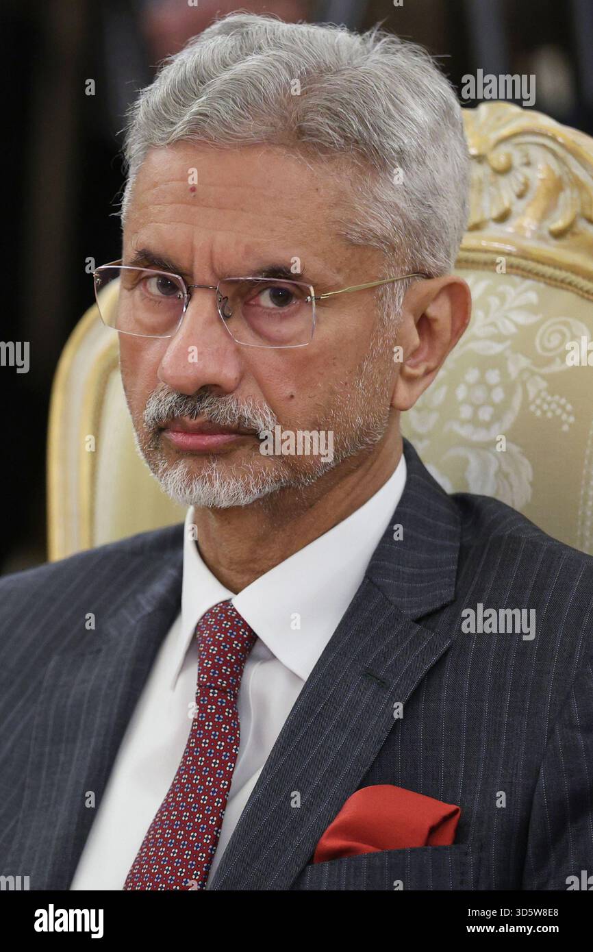 Indian Foreign Minister Subrahmanyam Jaishankar attends a meeting with ...