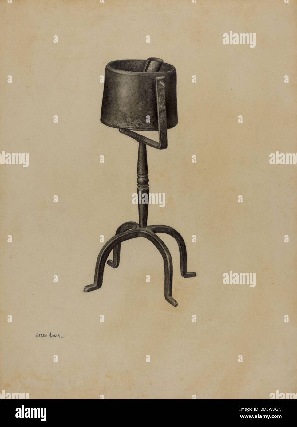 Pennsylvania fat lamp by Helen Hobart, circa 1941, showing glass ...