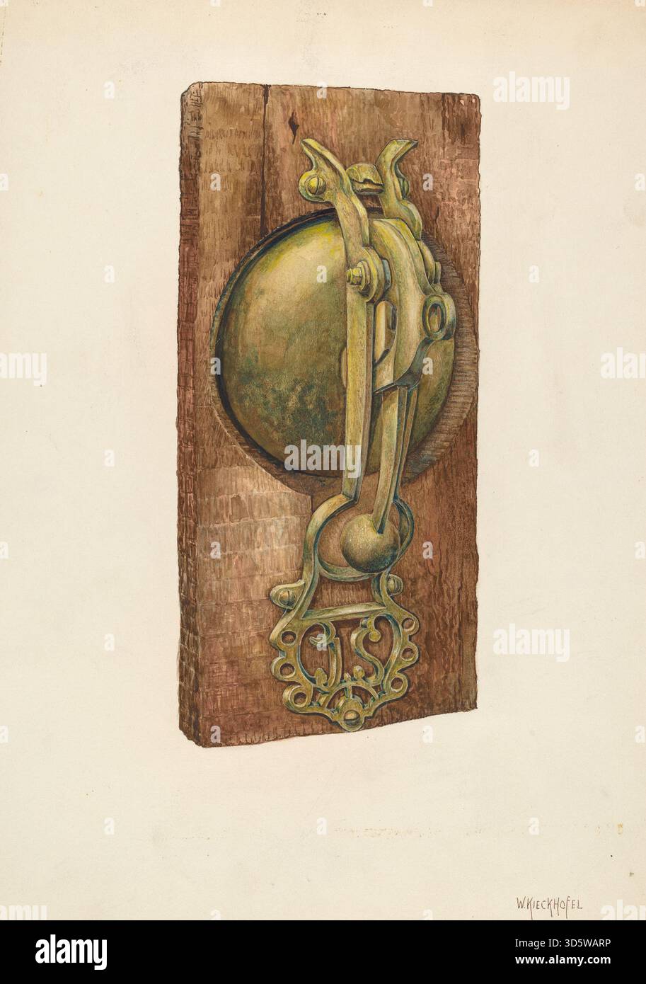 This circa 1939 work by William Kieckhofel depicts a mule car bell. The ...